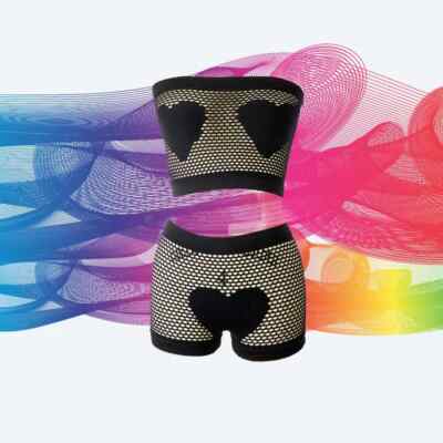 Mesh Heart Crop Top & Bottom Festival Rave | eBay