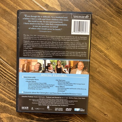 Christopher Reeve: Hope In Motion (DVD, 2007, Widescreen) Free Shipping ...