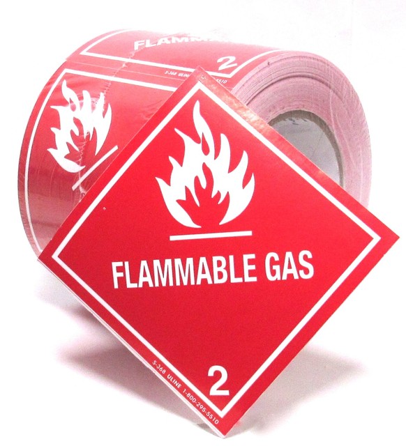 (500 Stickers) ULINE Flammable Gas 2 Label Sticker 4" " Red/White S-368 ...
