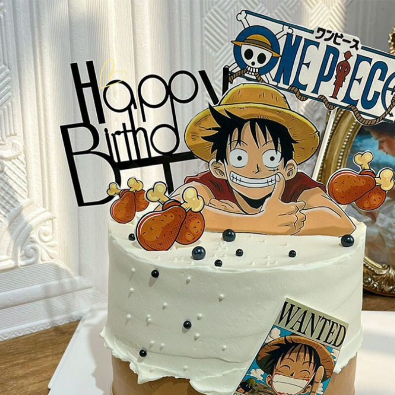 7pcs ONE PIECE Luffy Cake Topper Anime Boy Girl Birthday Cake ...