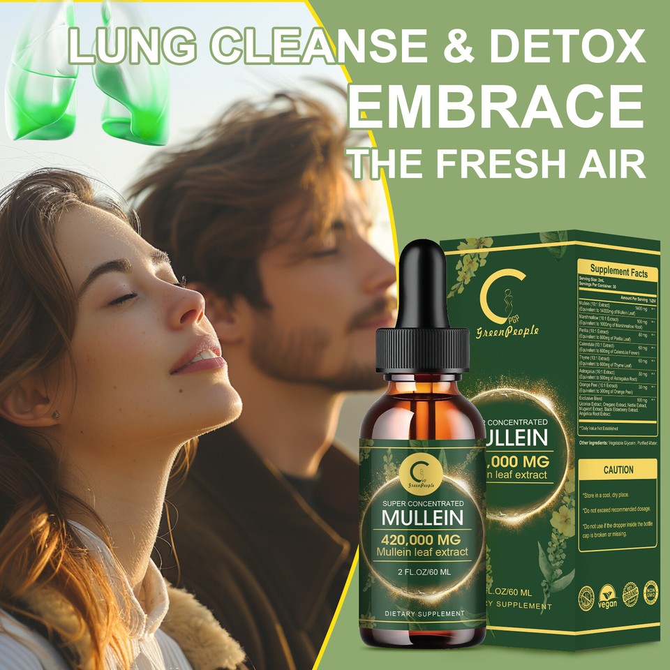 Natural Herbal Lung Cleanse Mullein Leaf Extract Drops for Lung Health ...
