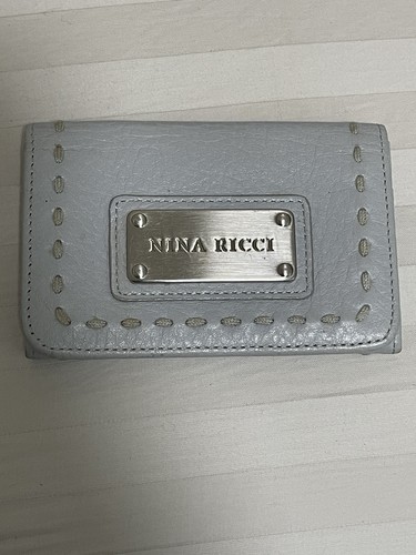 NINA RICCI Small Bifold card wallet card case In LIGHT GRAY Leather ...