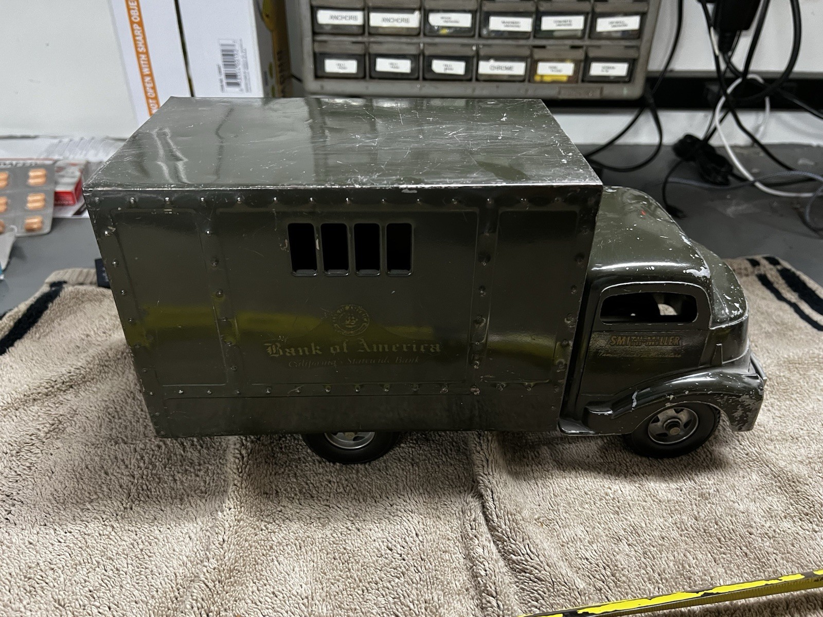 Antique Smith Miller Bank Of America Truck Smitty Toys Green Armored ...