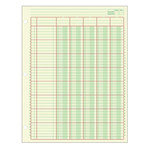 Adams Columnar Analysis Pad 5 Column Accounting Ledger 50 Sheets Green ...