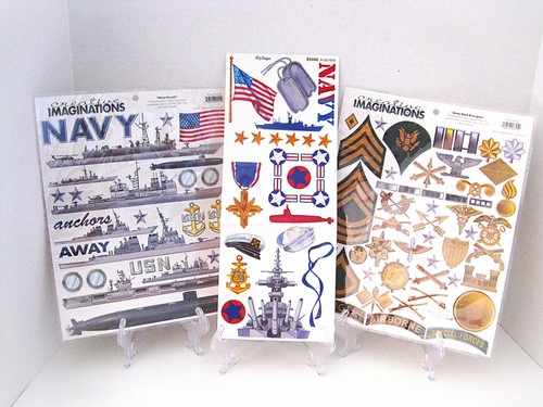 3 Army Rank/Navy Vessels Stickers Creative Imaginations & NRN Design ...