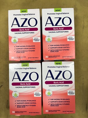 4 New AZO BA Vaginal Suppositories - 30 Each Box Exp. 03/2026 ...
