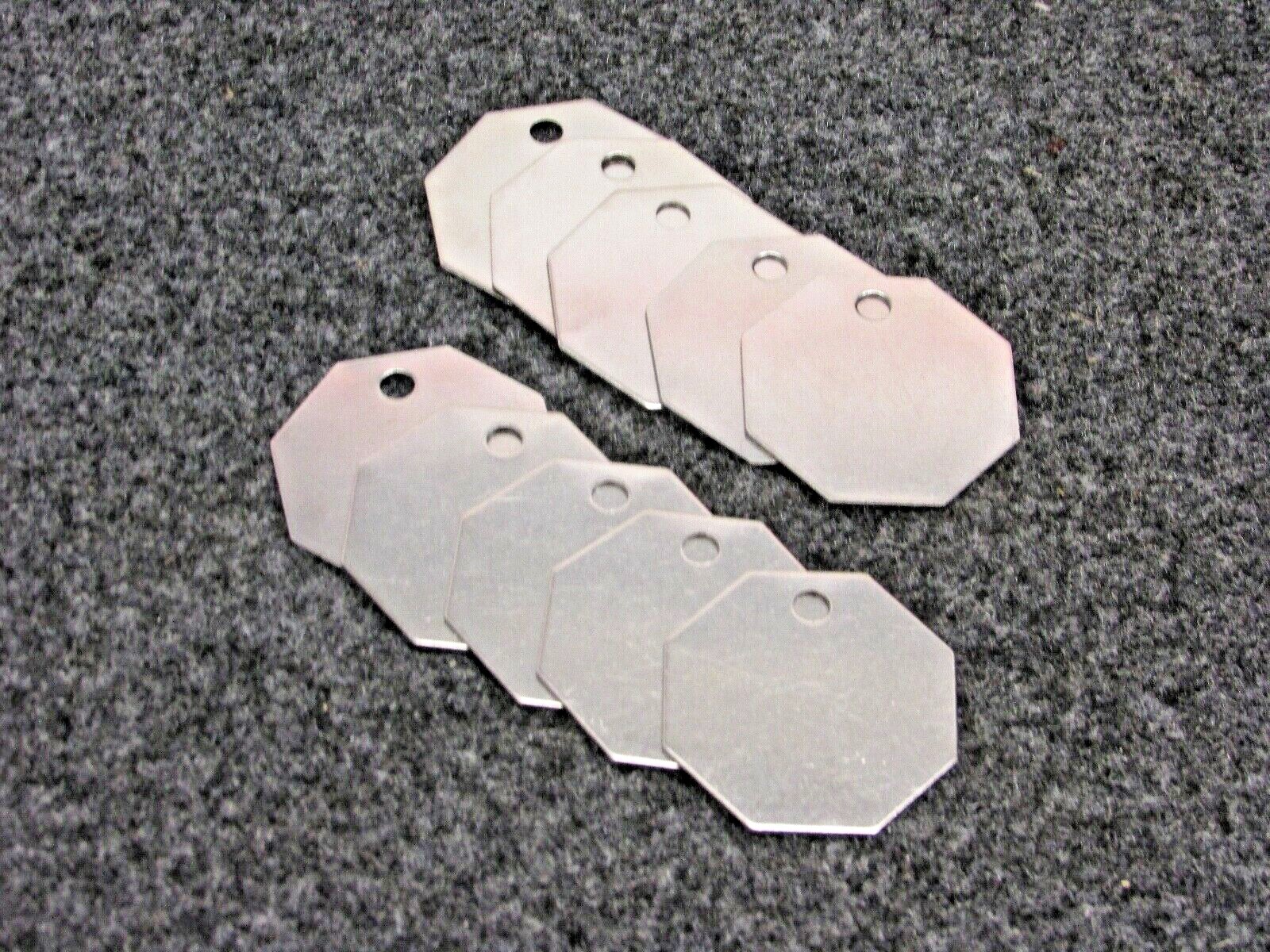 LOT OF 10 STAINLESS STEEL 1-1/2" OCTAGON SHAPE TAGS (BLANK) DOG TAG ...