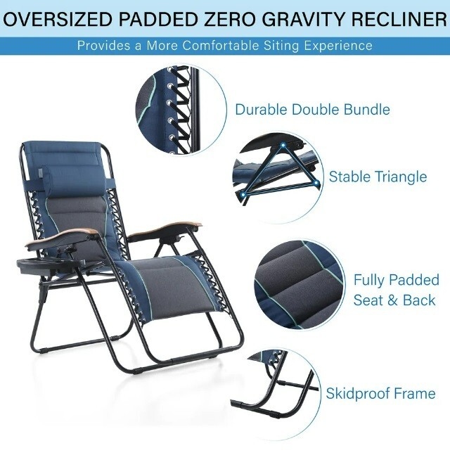 Blue Chair Zero Gravity Folding Outdoor Patio Dock Camping Recliner Tray Beach | eBay