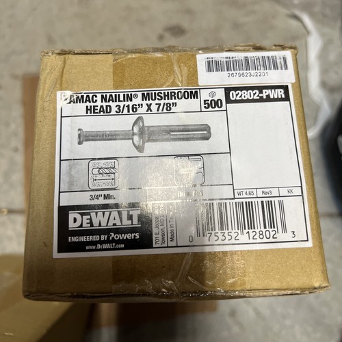 Dewalt 02802-PWR Zamac Nailin Mushroom Head Concrete Anchors 3/16” /8 ...