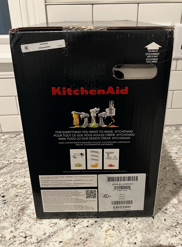 KitchenAid Classic Series 4.5-Quart Tilt-Head Stand Mixer K45SS, White ...