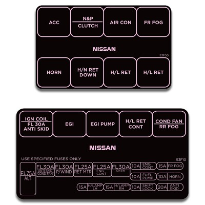 1991-1994 Nissan 240SX S13 Relay Fuse Box Cover Lid Decal Vinyl Sticker ...