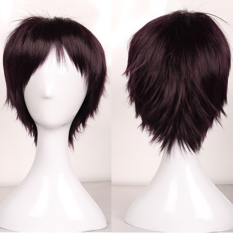 US Popular Short Anime Cosplay Wig 100% Synthetic Hair Thick Straight ...