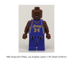 LEGO NBA Shaquille Oneil Lakers Minifigure Road Uniform #34 for sale ...