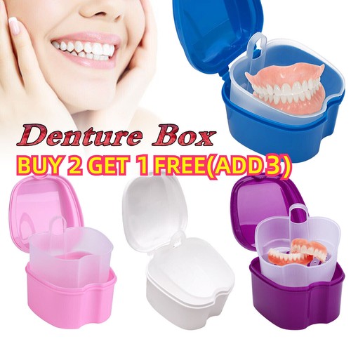 Denture Bath Case Dental False Teeth Storage Box w/ Hanging Net ...