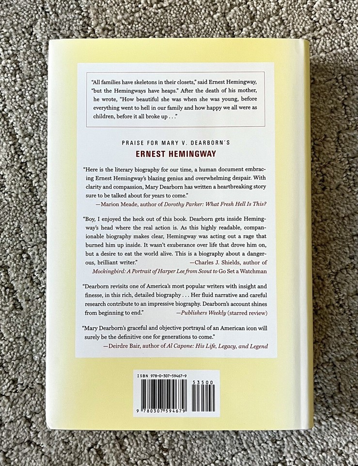 ERNEST HEMINGWAY: A BIOGRAPHY By Mary Dearborn - Hardcover ...
