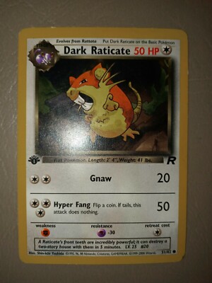 1st Edition Team Rocket Dark Raticate 51/82 Pokemon Card Near Mint + | eBay