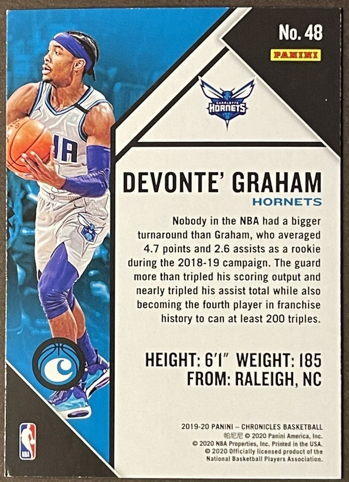 2019-20 Panini- Chronicles Basketball DEVONTE’ GRAHAM Card #48 Hornets ...