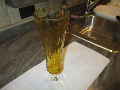 vintage empoli Style Glass Gold Color Swirl Stem Pedetal. | eBay