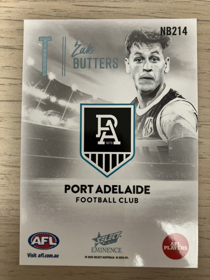 Zak Butters Platinum Name Plate #39/40 Select 2025 AFL Eminence Port ...