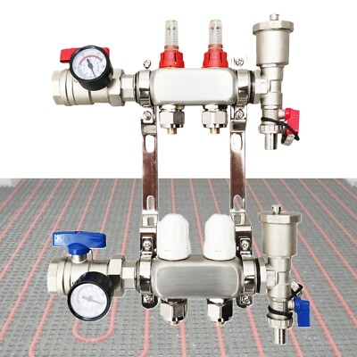 10.9" 2 Branches Floor Heating Water Distributor Heating System G1/2 ...