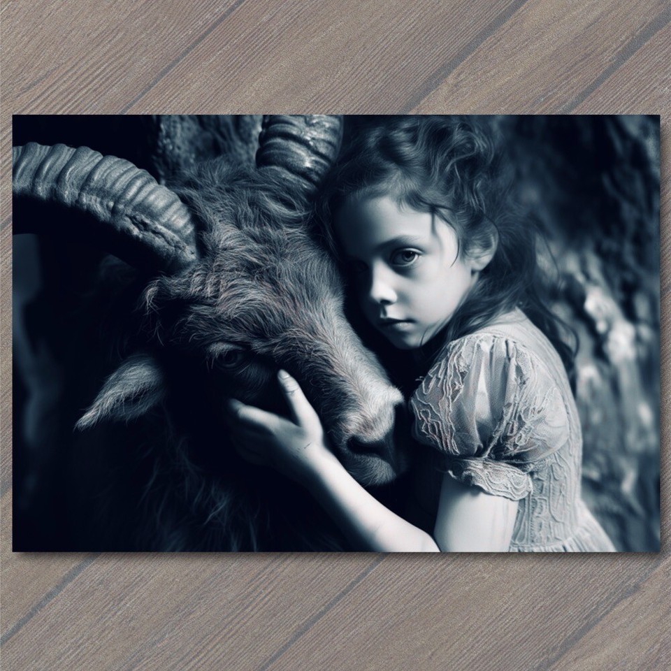 11x17" Girl Monster Creepy Weird Nightmare Scary Unusual Goat Imaginary ...