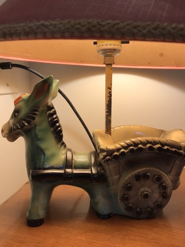 1950'S MID-CENTURY VINTAGE ART POTTERY DONKEY TV LAMP PLANTER WITH ...