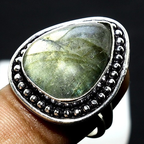 Labradorite Natural Gemstone Solid 925 Silver Handmade Ring Gift ...