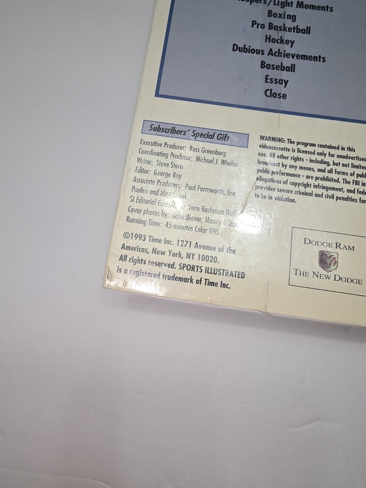 1993 Sports Illustrated: The Year in Sports VHS, Dallas Cowboys, Troy ...