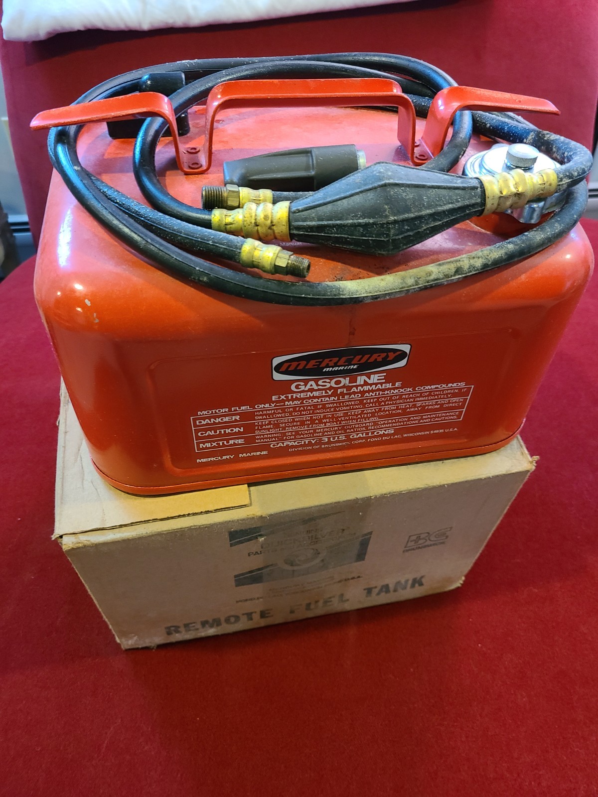 Vintage Mercury Quicksilver 3 Gallon Metal Fuel Gas Can Boat Marine ...