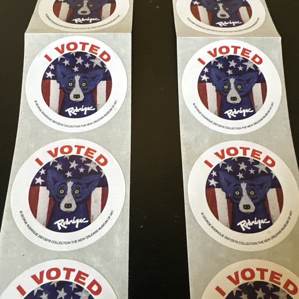 10 Lot George Rodrigue Blue Dog I Voted Sticker Louisiana 2016 | eBay