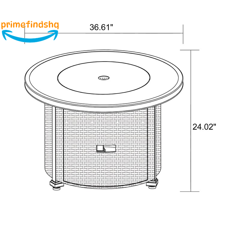 37 Round Outdoor Portable Fire Pit Table 50,000 BTU With Glass Beads ...
