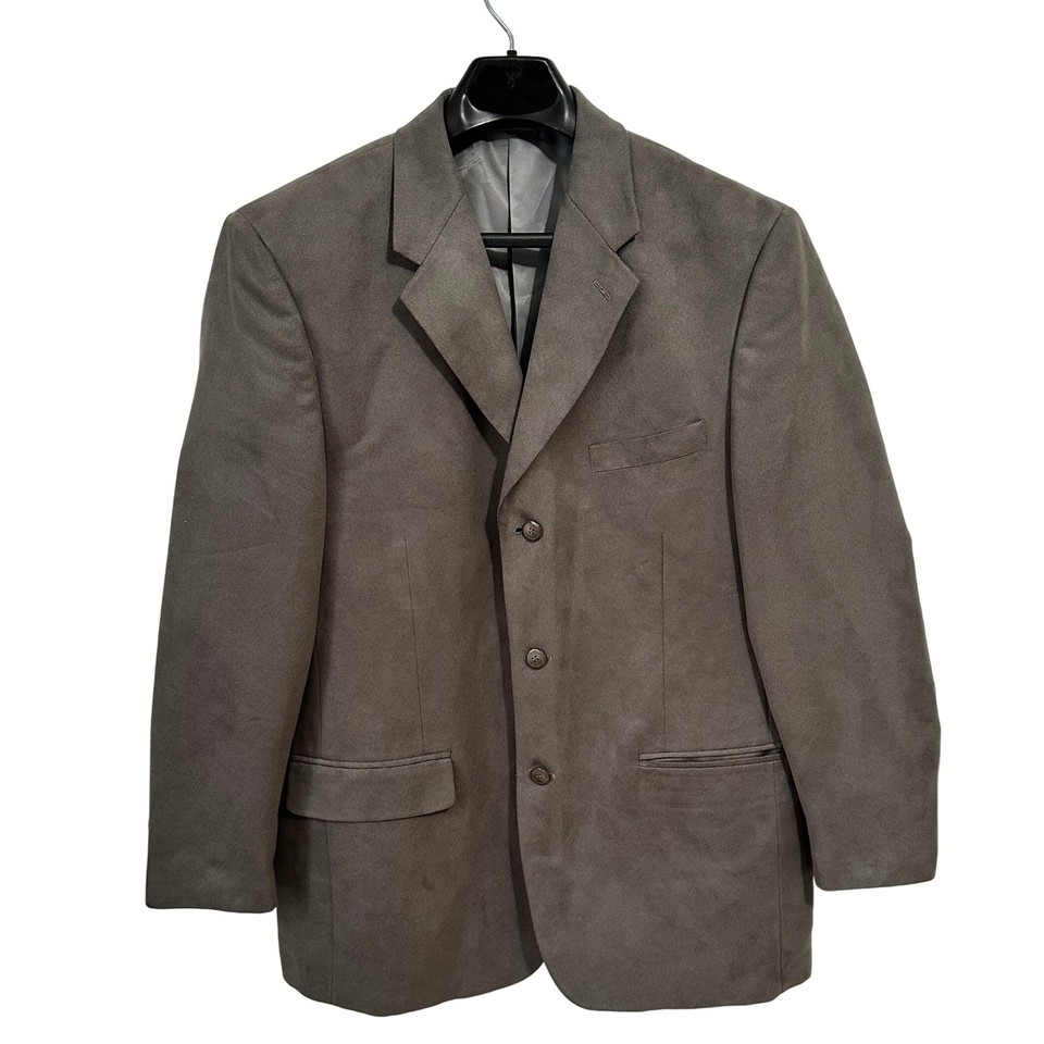 Jeffrey Banks Supra Suede Blazer Jacket Mens 42R Gray Professional ...