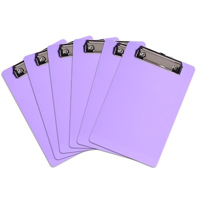 Hongri Plastic Clipboards Set of 6, Purple Small Clipboard Standard A5 ...