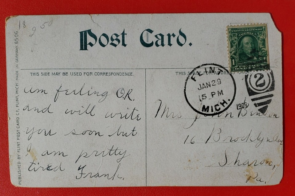 Flint, Michigan Canoeing Woman on Flint River DB PD 1909 Antique ...