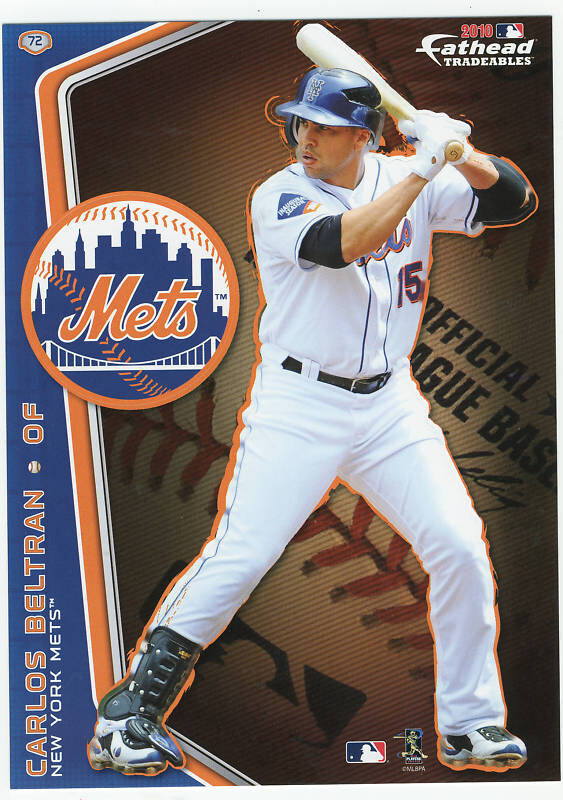 Carlos Beltran NY New York Mets Fathead Tradeable 2010 MLB 72 | eBay