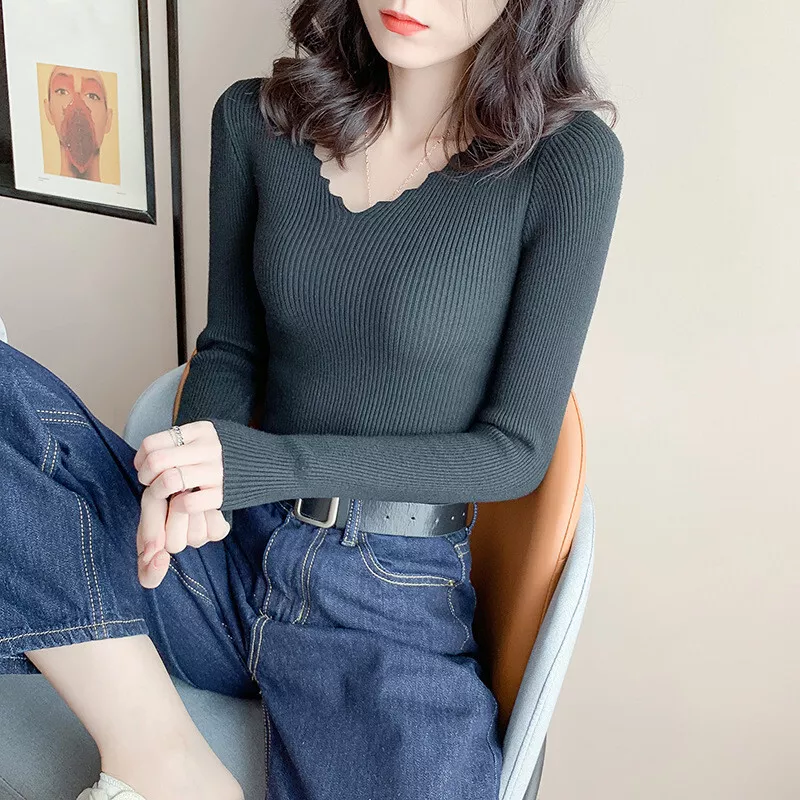 Womens Slim Fit V Neck Sweater Top Sellers