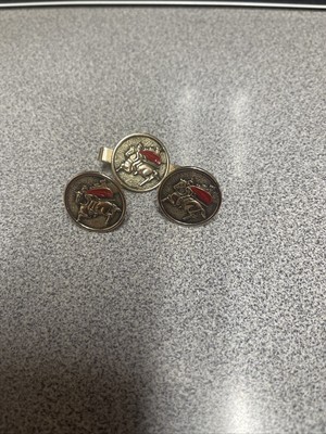 Swank Cufflinks And Tie Clip Knight On Horse Gold Tone | eBay