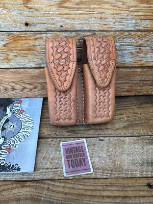 Tex Shoemaker Brown Basket Stamped Double Magazine Pouch For Glock G19 ...