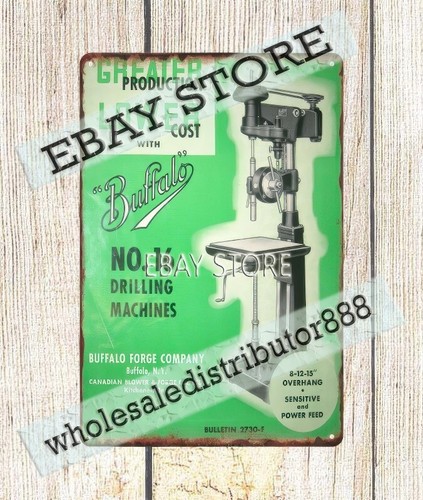 1948 Buffalo Forge Drilling Machines mechanics workshop tools metal tin ...
