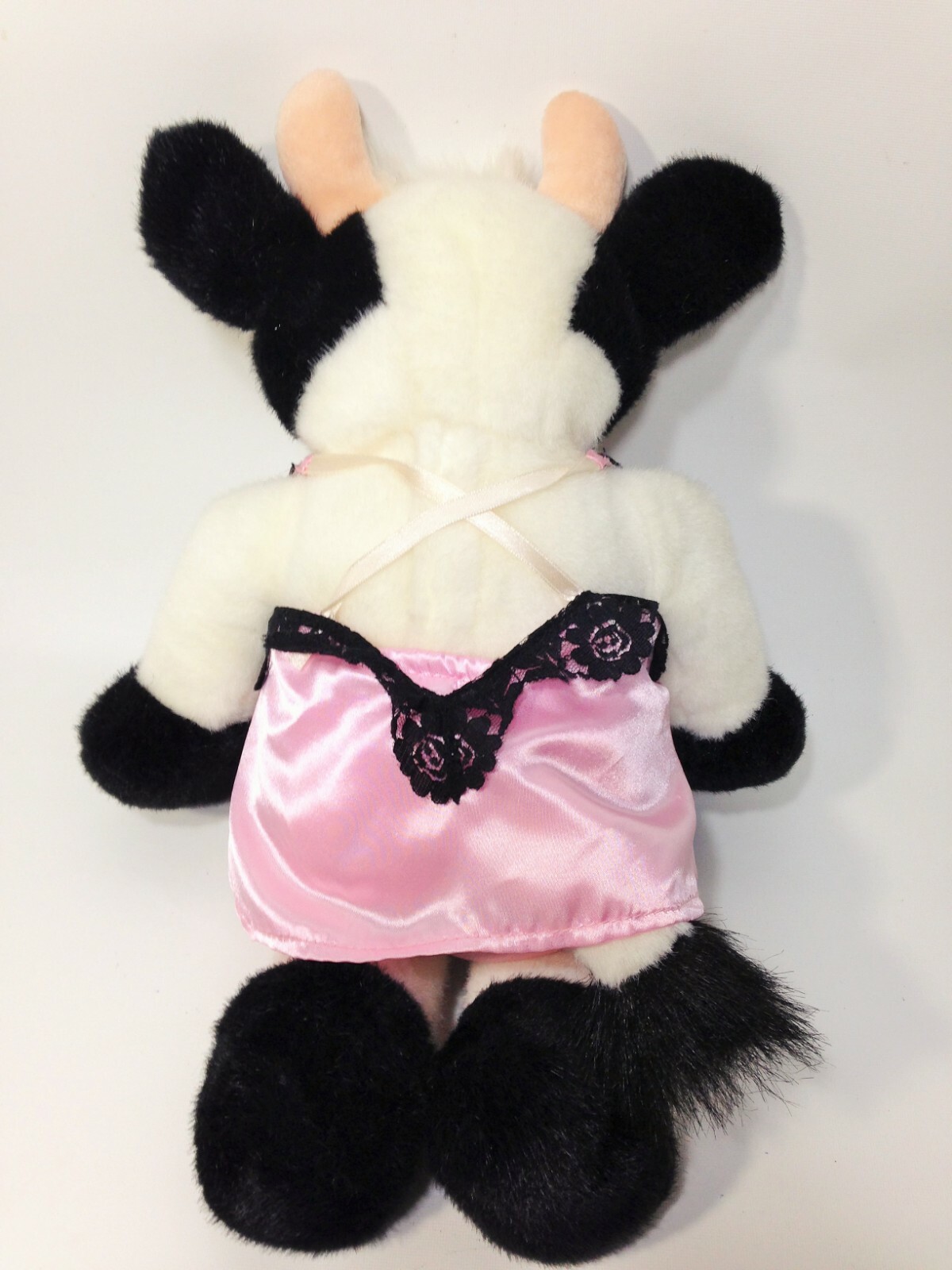 Plush Cow Moo Sounds Black White Stuffed Animal Toy in Pink Woman's ...