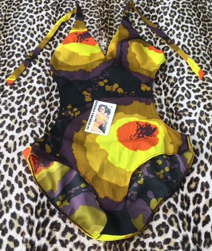 PIZ BUIN 1960s PIN-UP PSYCHEDELIC CUT OUT SWIMSUIT~SIGNED~MADE IN ...