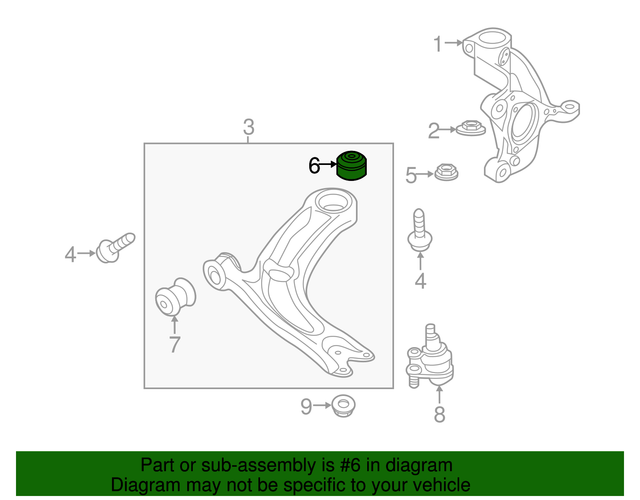 VW Volkswagen OEM Front Suspension-lower Control Arm Rear Bushing ...