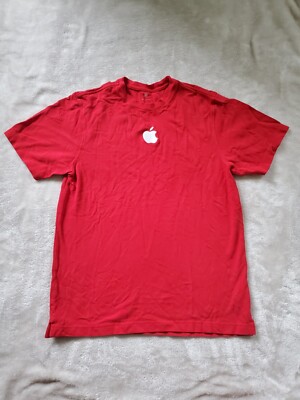 Apple Store Employee Shirt Medium Holiday Red Embroidered Logo T-Shirt ...