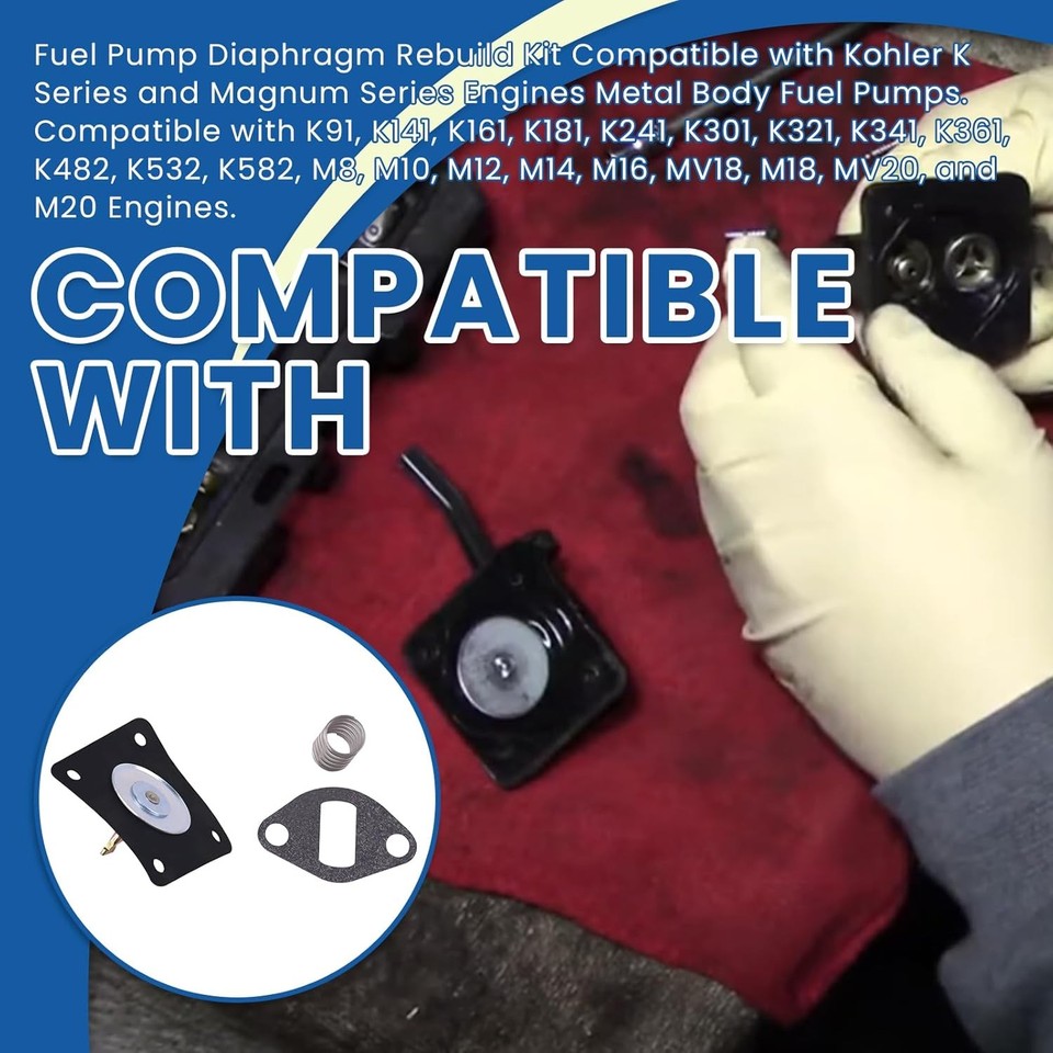 NEW Fuel Pump Diaphragm Rebuild Kit Fits Kohler K & Magnum M8 ...