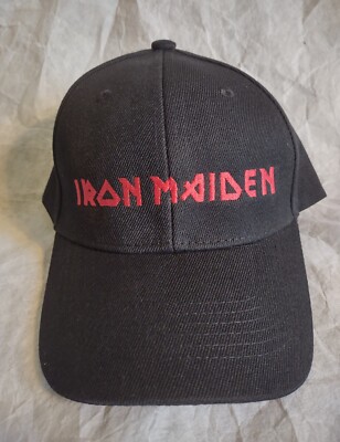 Iron Maiden black cap hook and loop closure heavy metal hat black ...