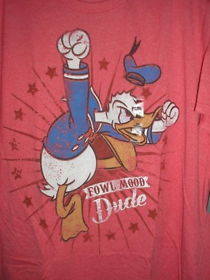 Small Men's Donald Duck Fowl Mood Dude Red Disney Tee Shirt NWT | eBay