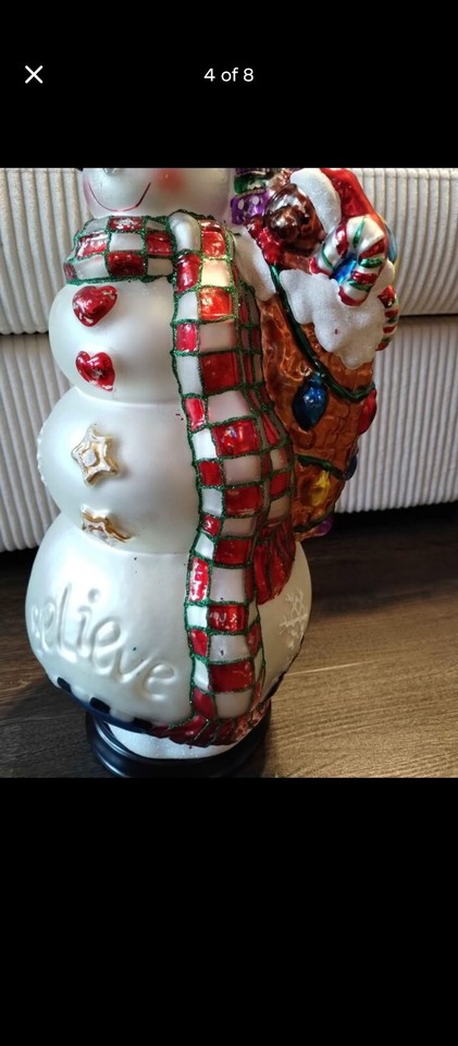 2004 THOMAS PACCONI CLASSICS Christmas Glass Blown Snowman 14" | eBay