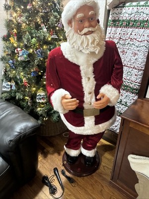Gemmy Life Size Animated Singing Dancing Christmas Karaoke Santa 4 ft ...