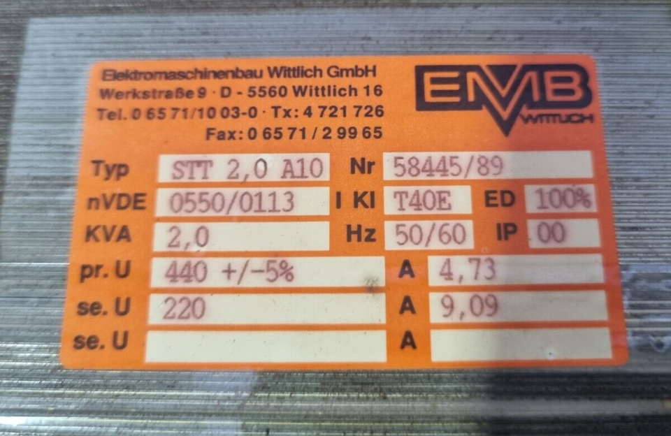 EMB 0550/0113 Transformer STT 2,0 A10 | eBay Australia