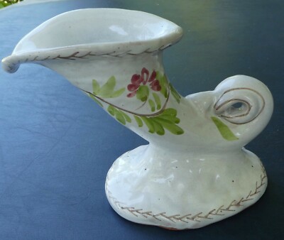Hand-Painted Ceramic Portugal Pottery Cornucopia Vase Floral 2606 PR7 ...